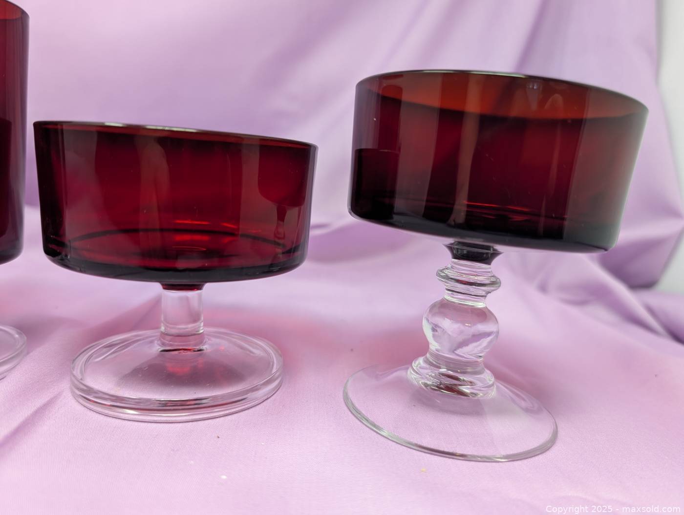 Vintage Luminarc Arcoroc ruby-red stemware 56-piece set | Maxsold