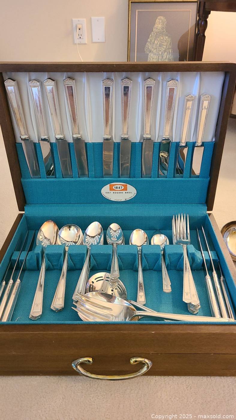 1847 Rogers Bros silverplate flatware set with Christofle ladle | Maxsold