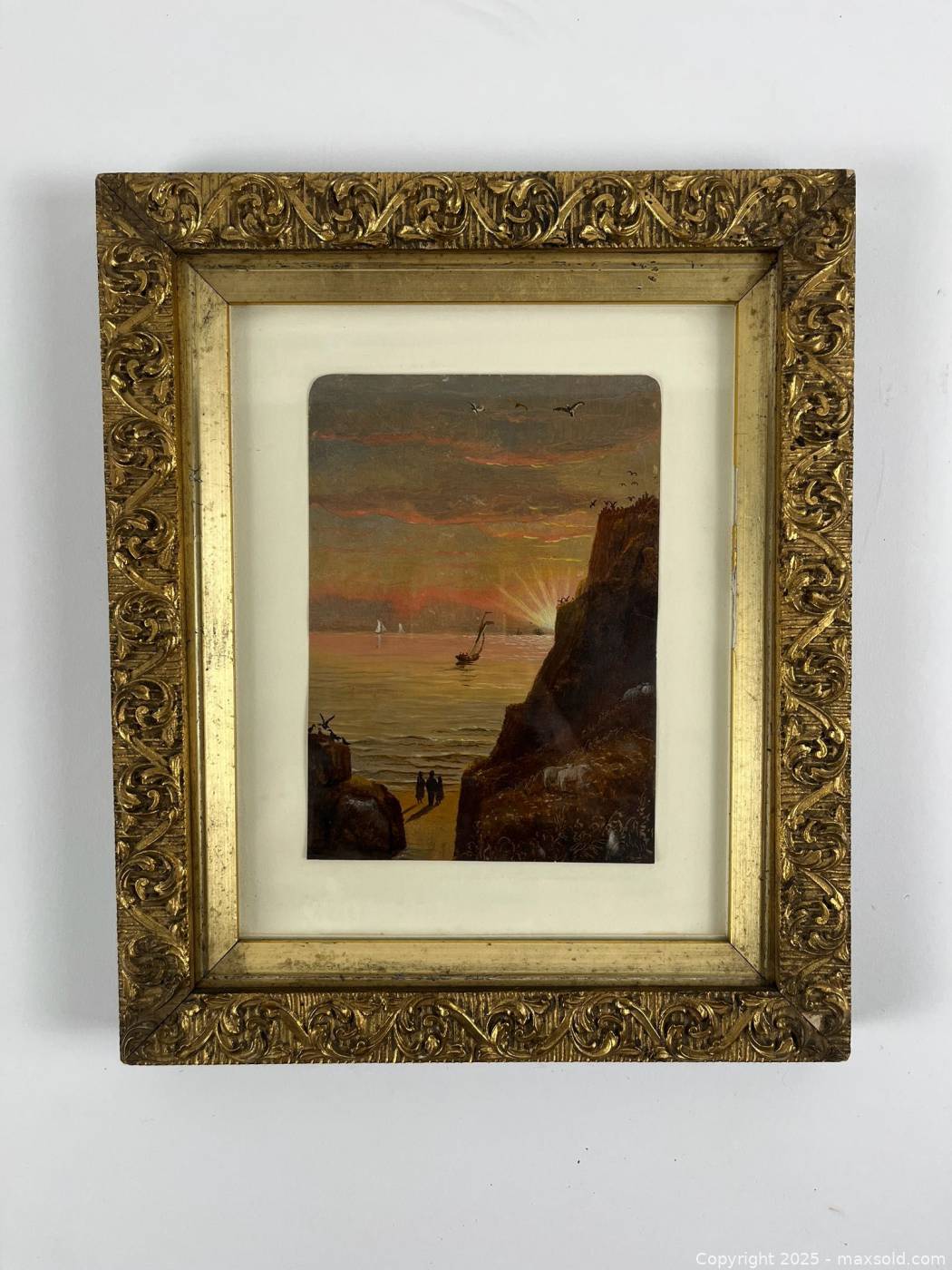 Hattie Squire oil on paper "Active Coburg" 1887 in gilt acanthus frame ...