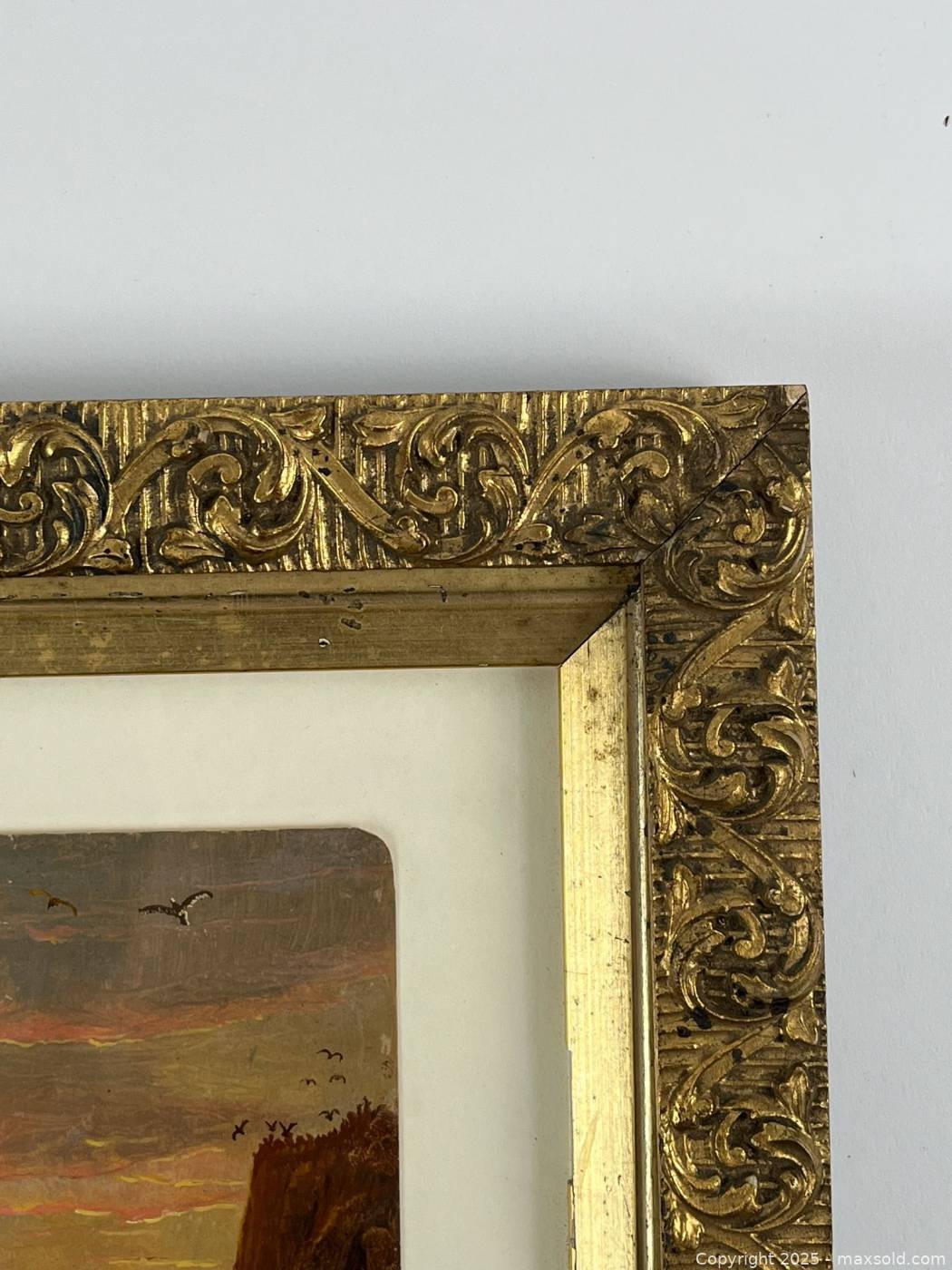 Hattie Squire oil on paper "Active Coburg" 1887 in gilt acanthus frame ...