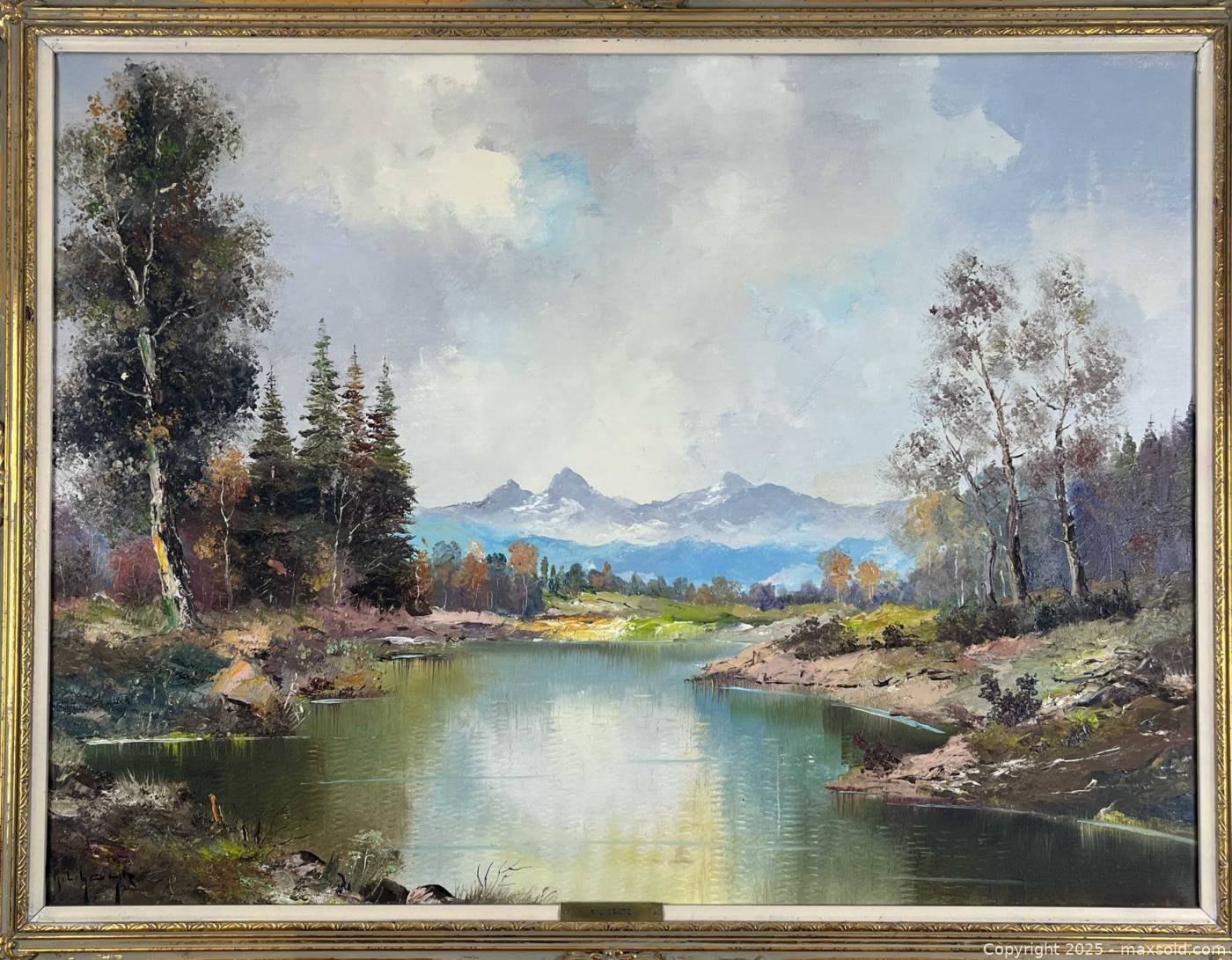 K.L. Gentz oil on canvas mountain landscape | Maxsold