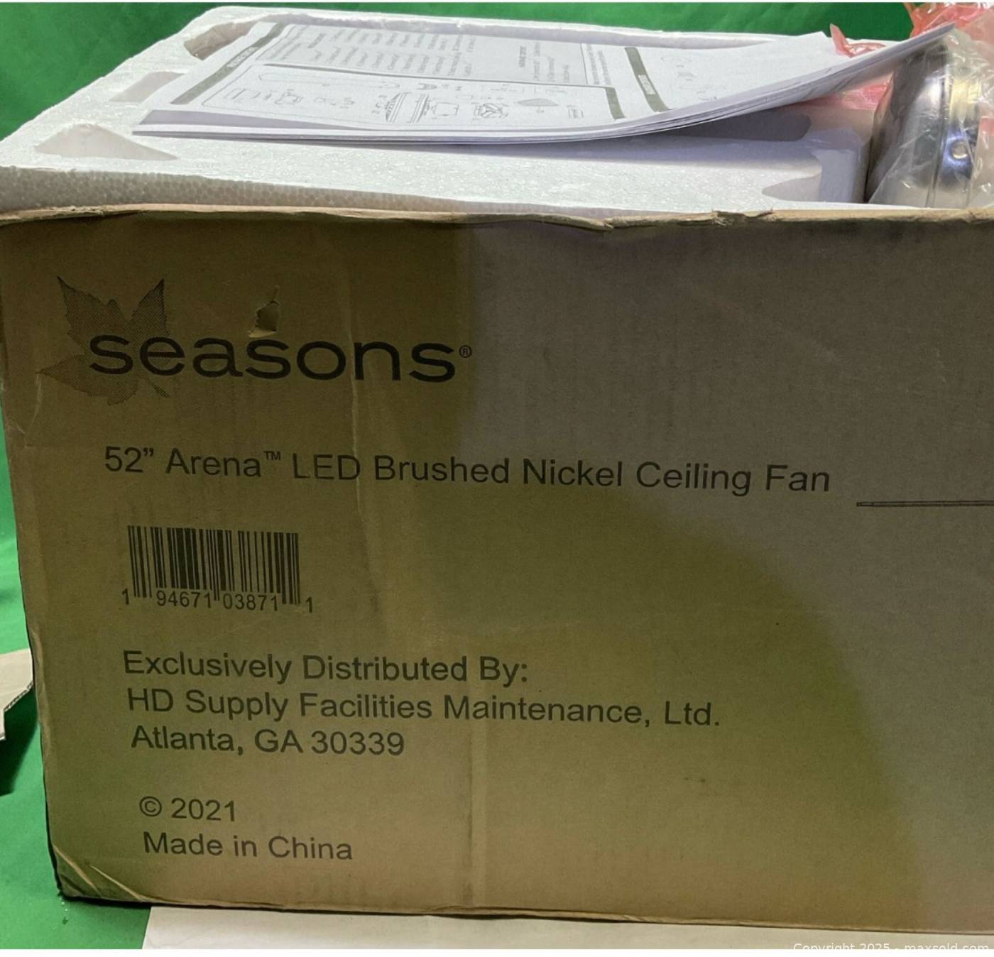 Seasons 52" Arena LED Brushed Nickel Ceiling Fan, open box | Maxsold