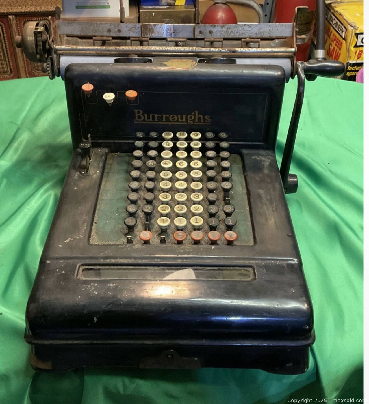 Vintage Burroughs hand-crank adding machine | Maxsold