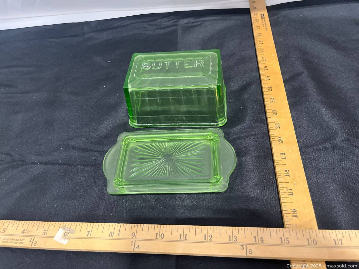 Uranium Glass Rectangular Butter Dish With Lid | Maxsold