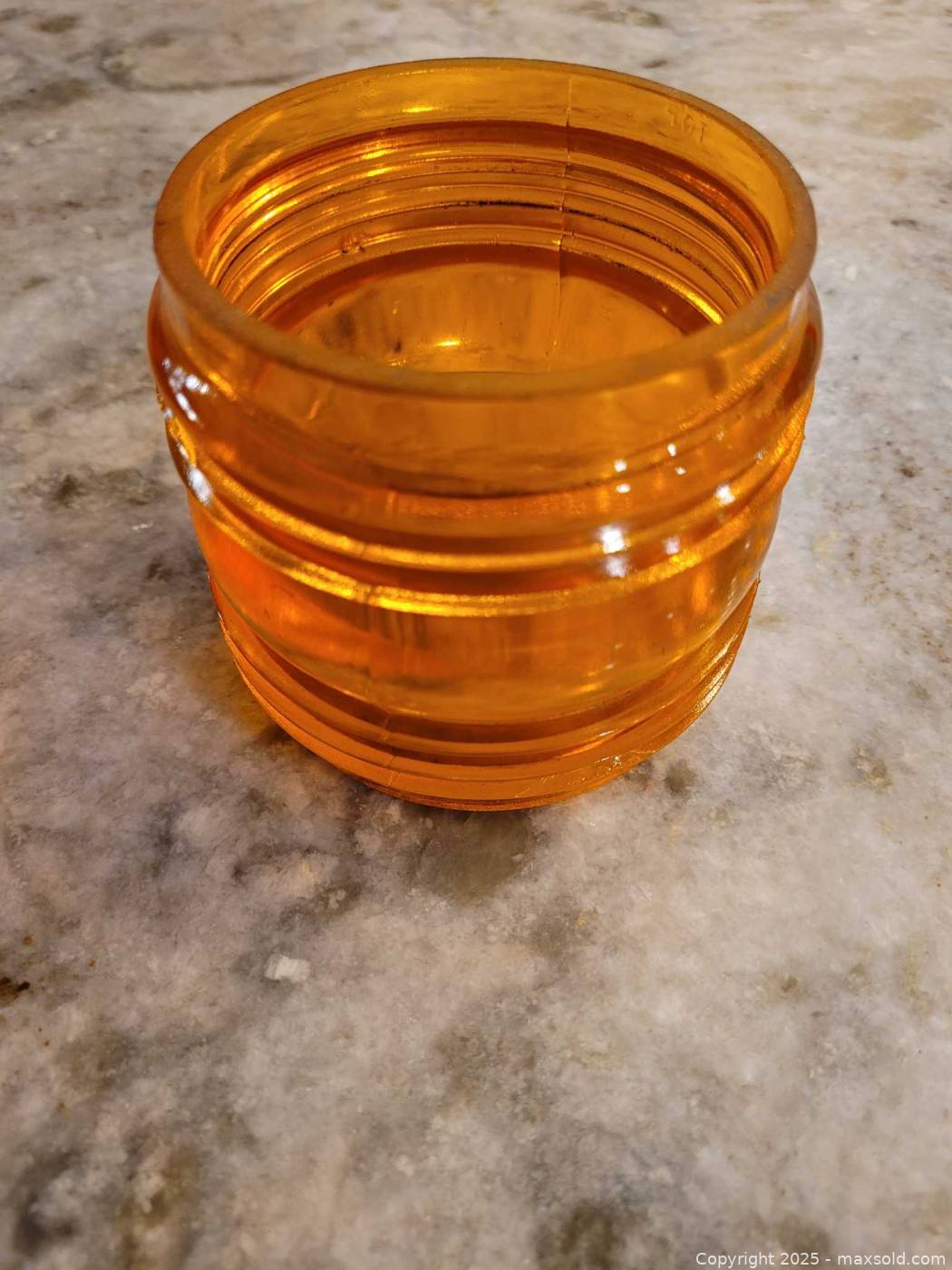 Vintage amber ribbed glass light shade lens | Maxsold