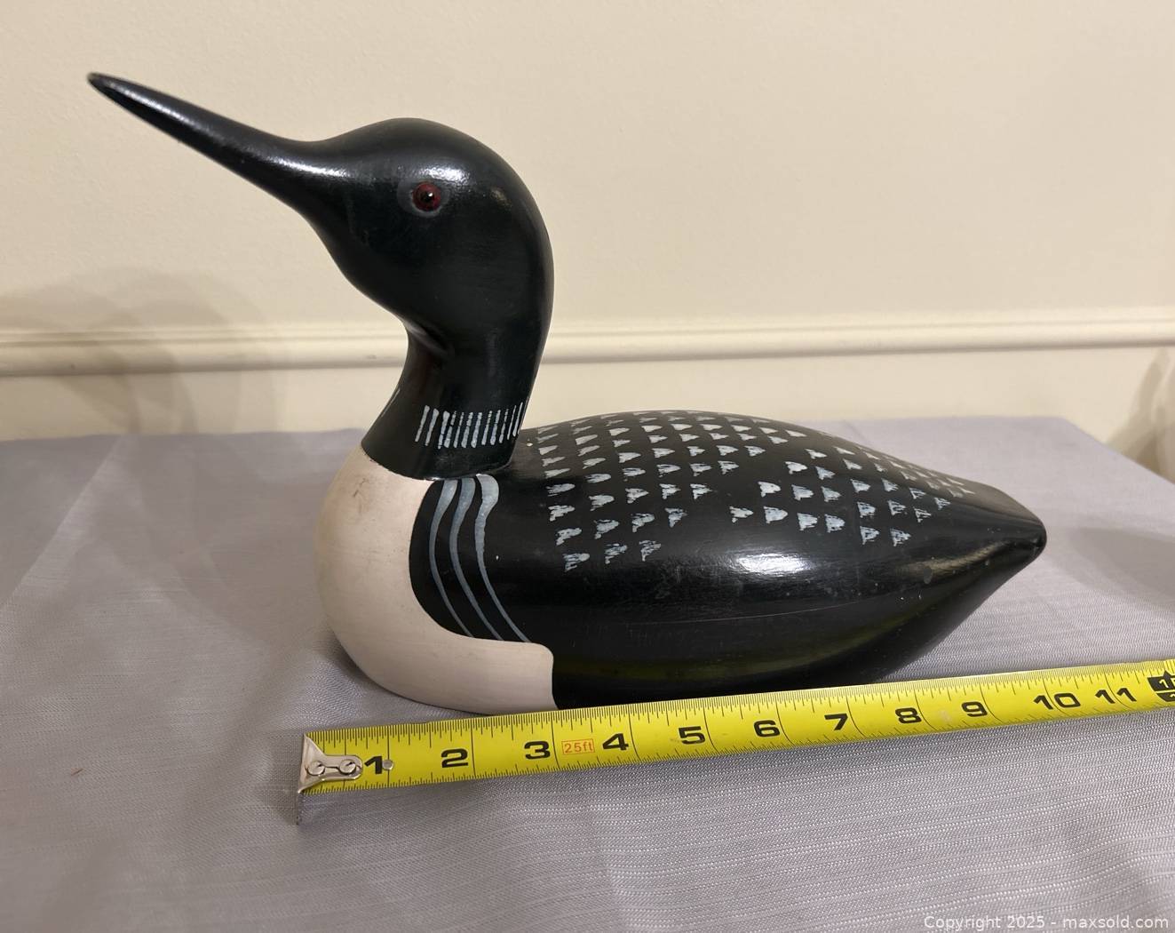 1988 Jim Harkness hand painted wooden Common Loon sculpture | Maxsold