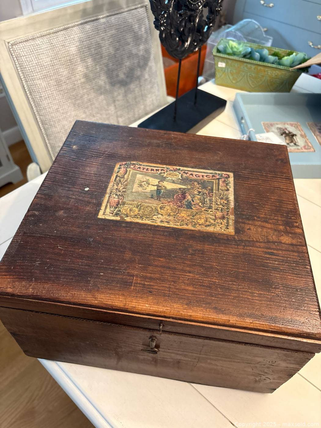 Magic lantern in wood box with 17 slides | Maxsold