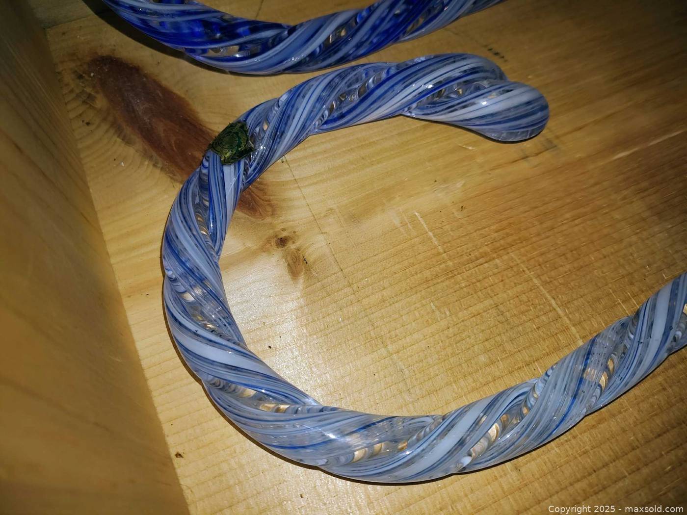 Waterford hand-blown latticino glass canes pair | Maxsold