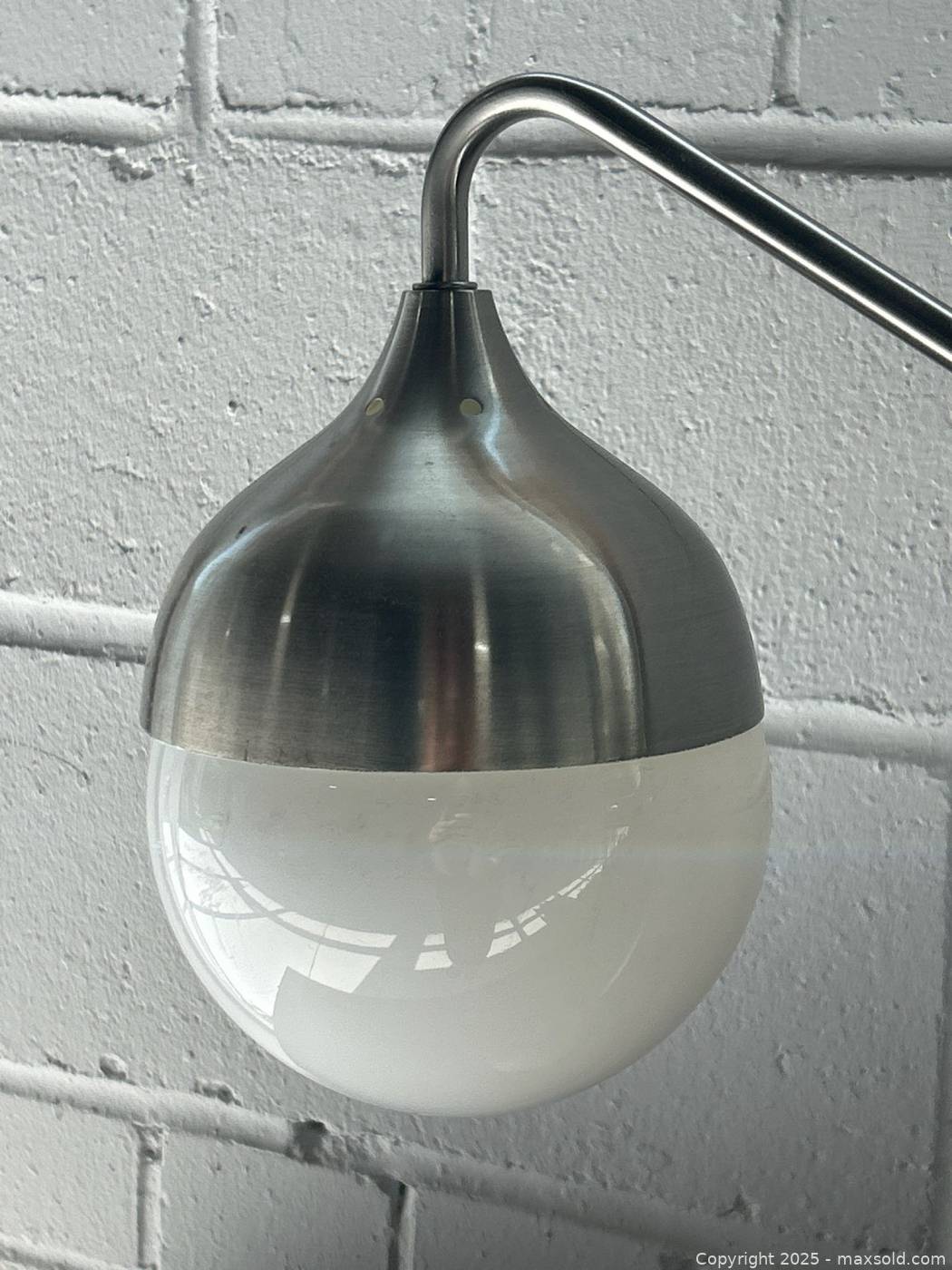 Modern steel desk lamp with frosted globe shade | Maxsold