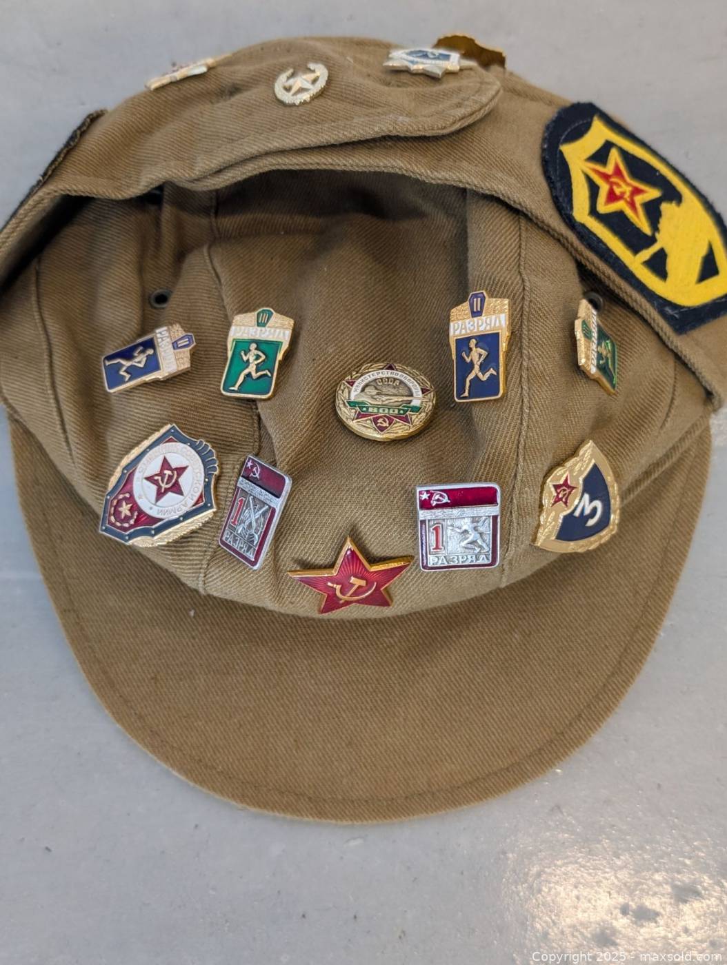 Vintage Soviet military field cap size 57 with enamel pins | Maxsold