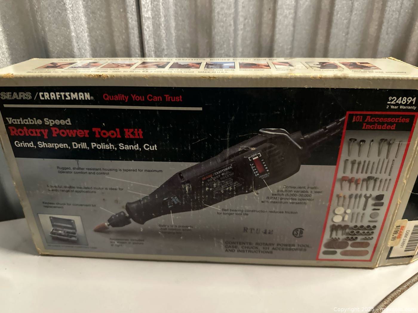 Craftsman rotary tool kit, assorted hand tools, glue gun, fish tape ...