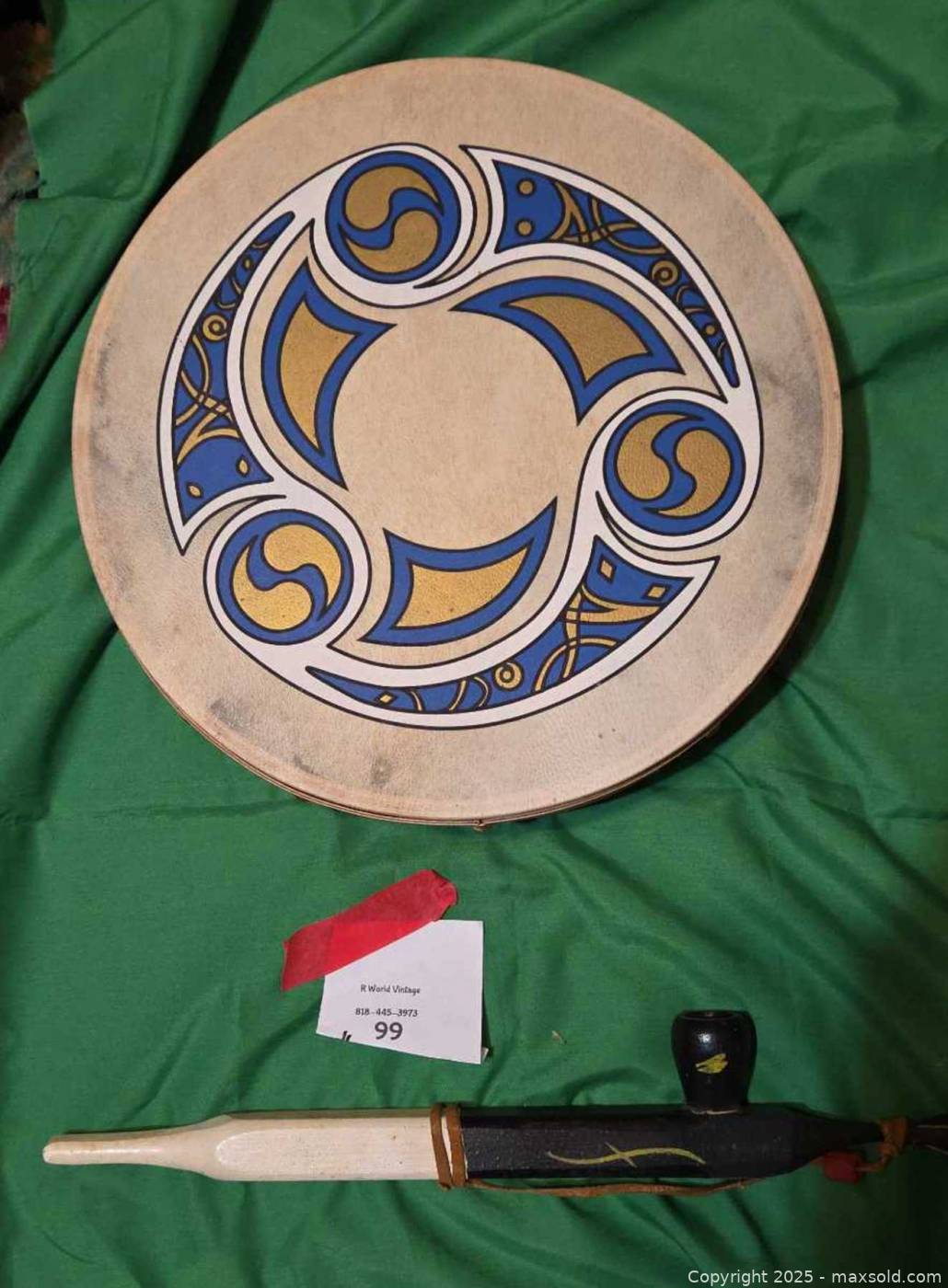 16" Irish Bodhrán Drum & Wood Peace Pipe | Maxsold