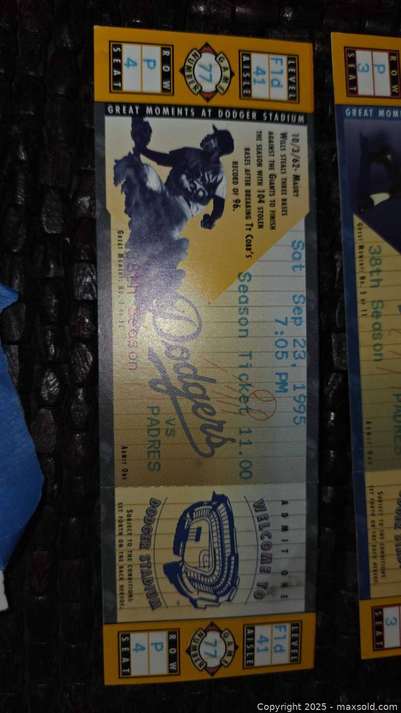 4 unused Los Angeles Dodgers season tickets 1995 | Maxsold