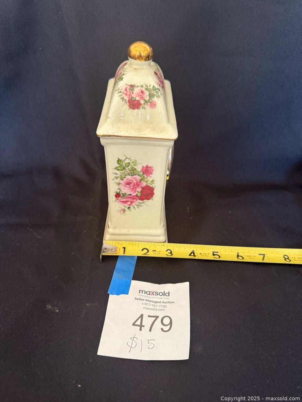 Formalities by Baum Bros ivory floral ceramic quartz mantel clock | Maxsold