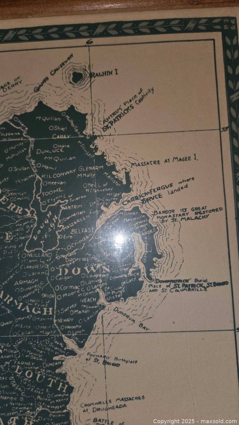 Framed Map Print of Ireland 23" x 29" | Maxsold