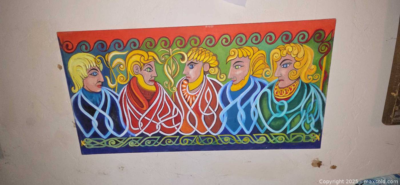 Group of original folk-art paintings by Joe McAdams | Maxsold