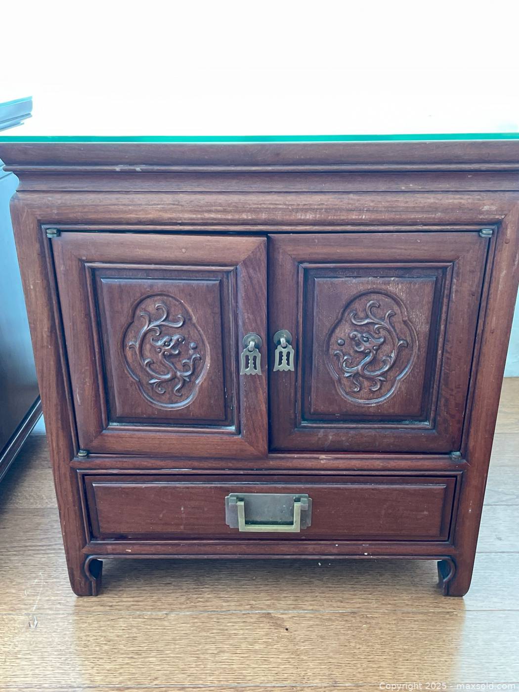 Pair Chinese style solid wood side tables | Maxsold