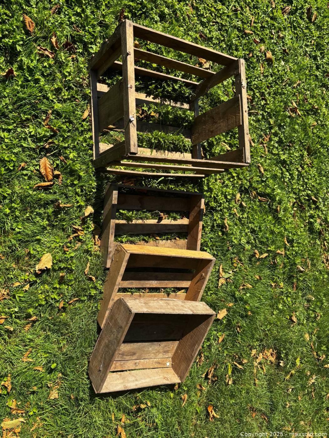 Five wooden slat crates | Maxsold