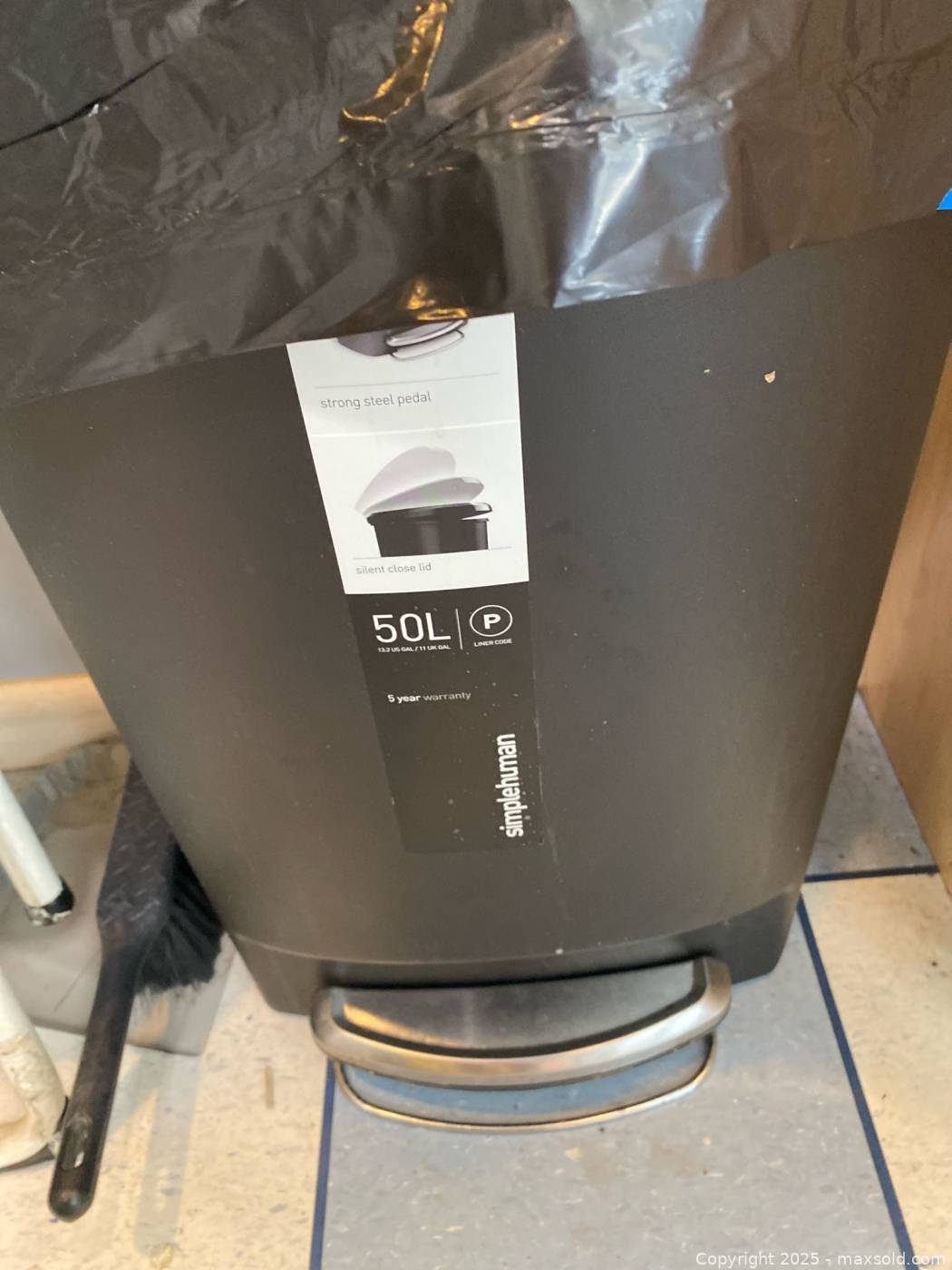 Simplehuman 50L Semi-Round Step Trash Can and 2-Step Folding Ladder ...
