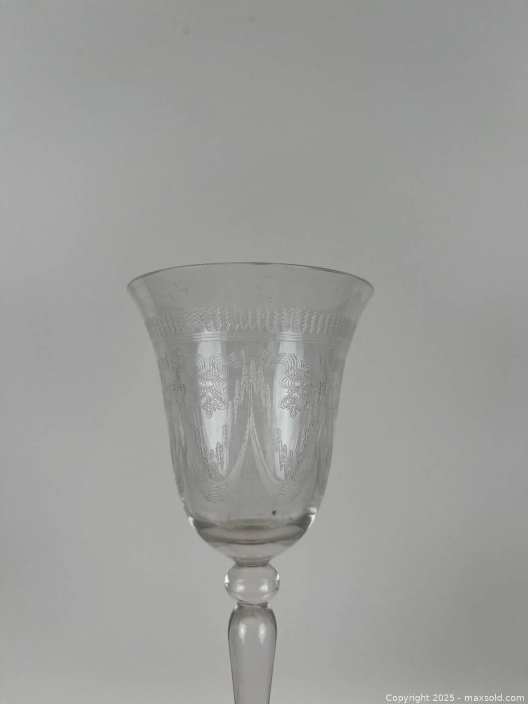 6 Etched Stemmed Wine Glasses, 5.25" | Maxsold