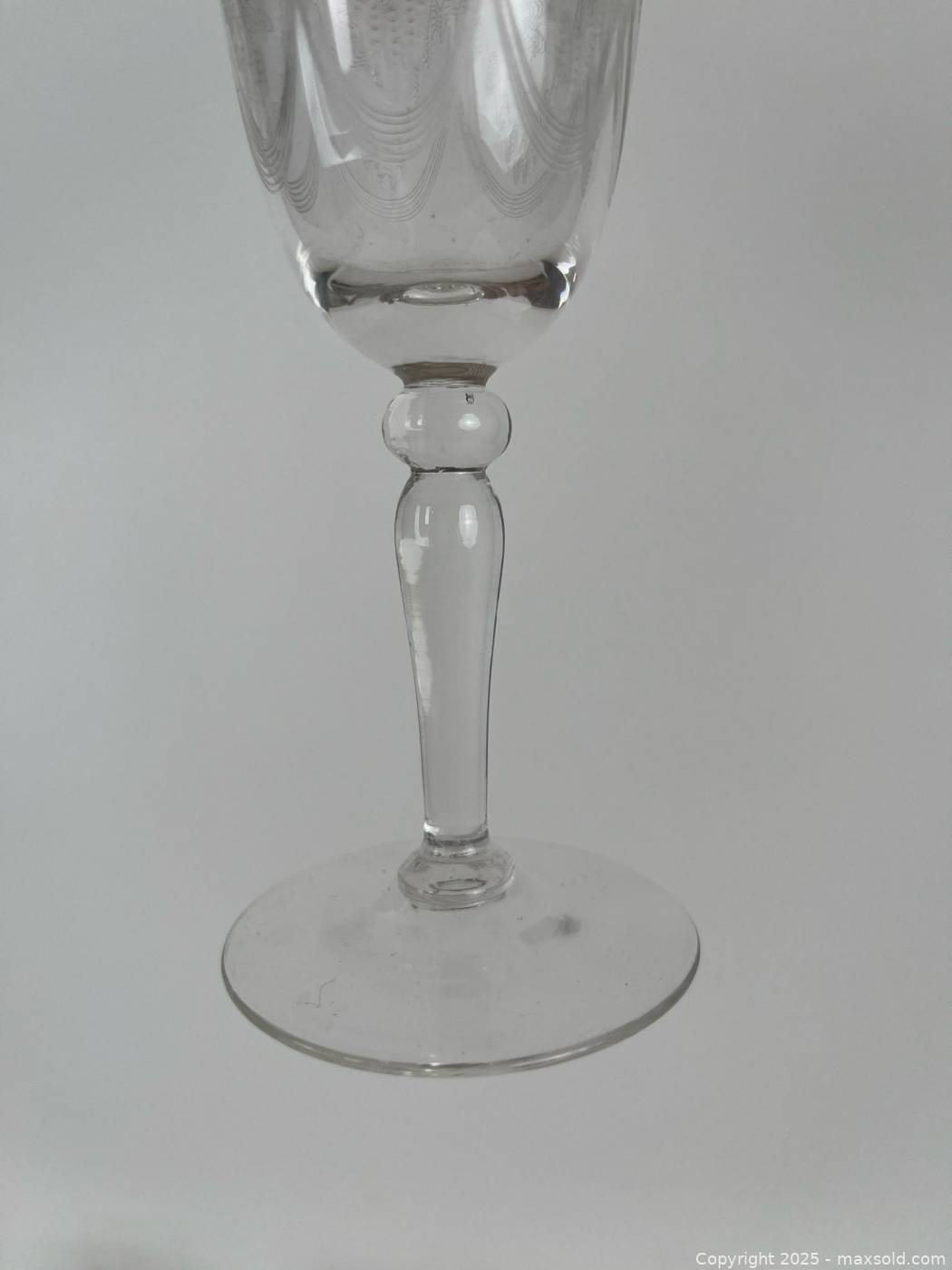 6 Etched Stemmed Wine Glasses, 5.25" | Maxsold