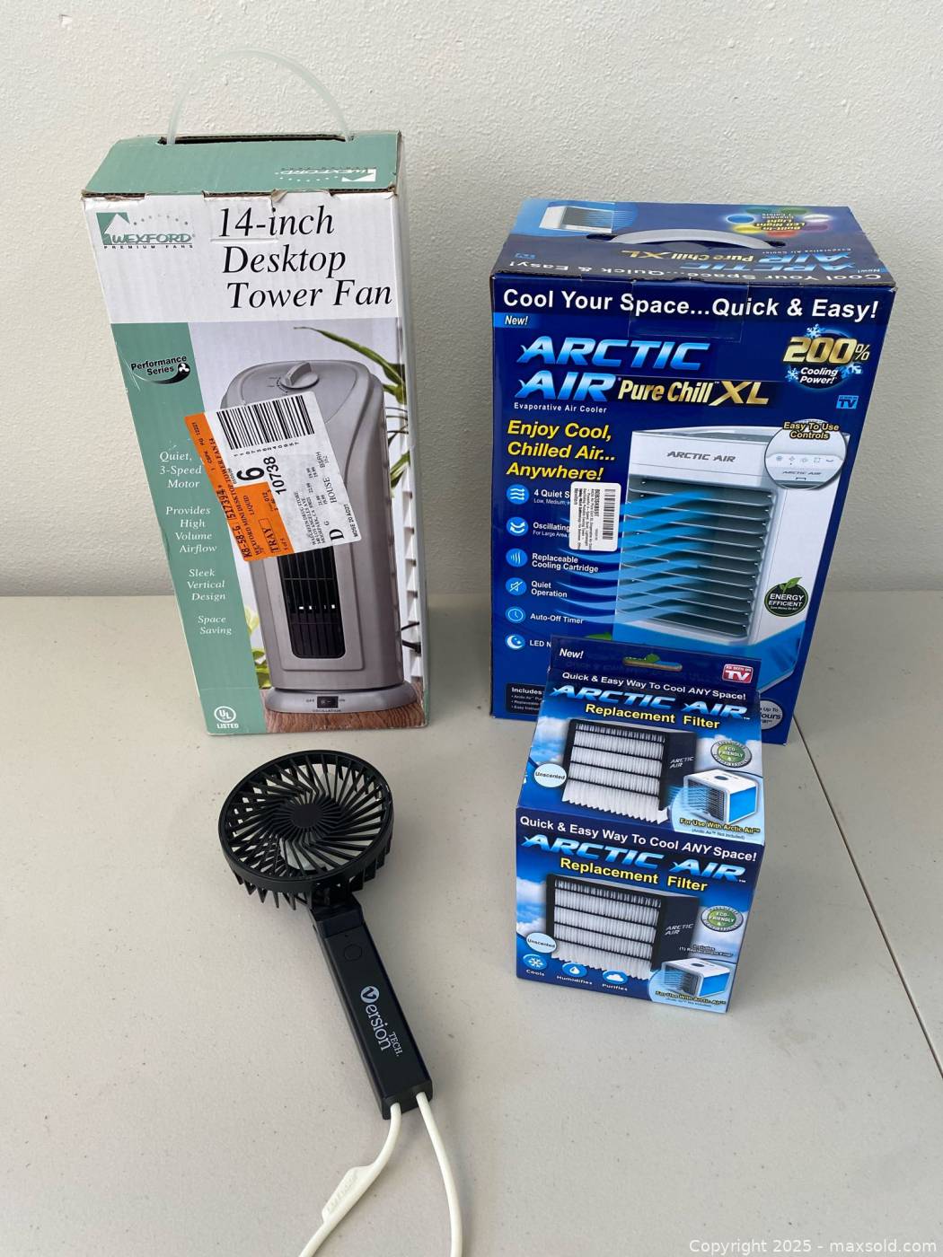 Desktop Tower Fan, Evaporative Cooler, Filter And Handheld Fan | Maxsold