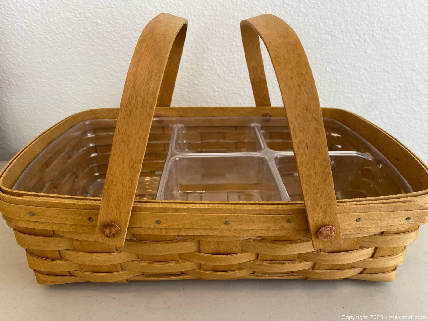 3 Longaberger Storage Solutions baskets & 12 acrylic wine glasses | Maxsold