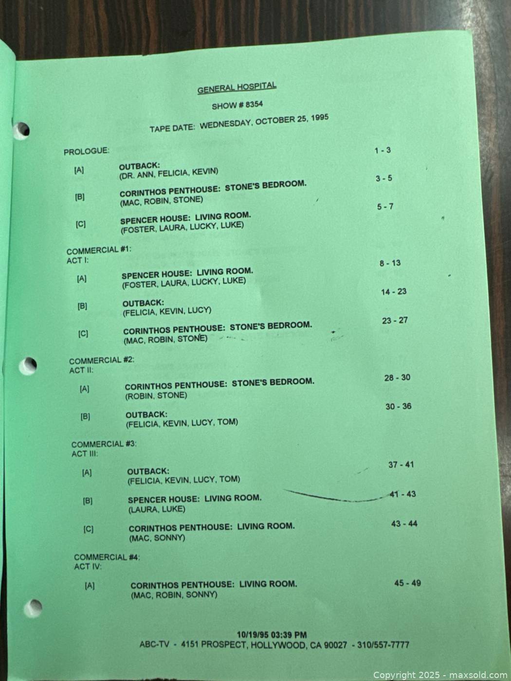 1995 General Hospital Cast Signed Script | Maxsold