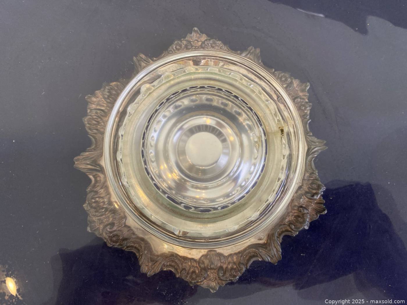 Crown hallmark silver-plate swivel lazy Susan footed cake plate with 13 ...