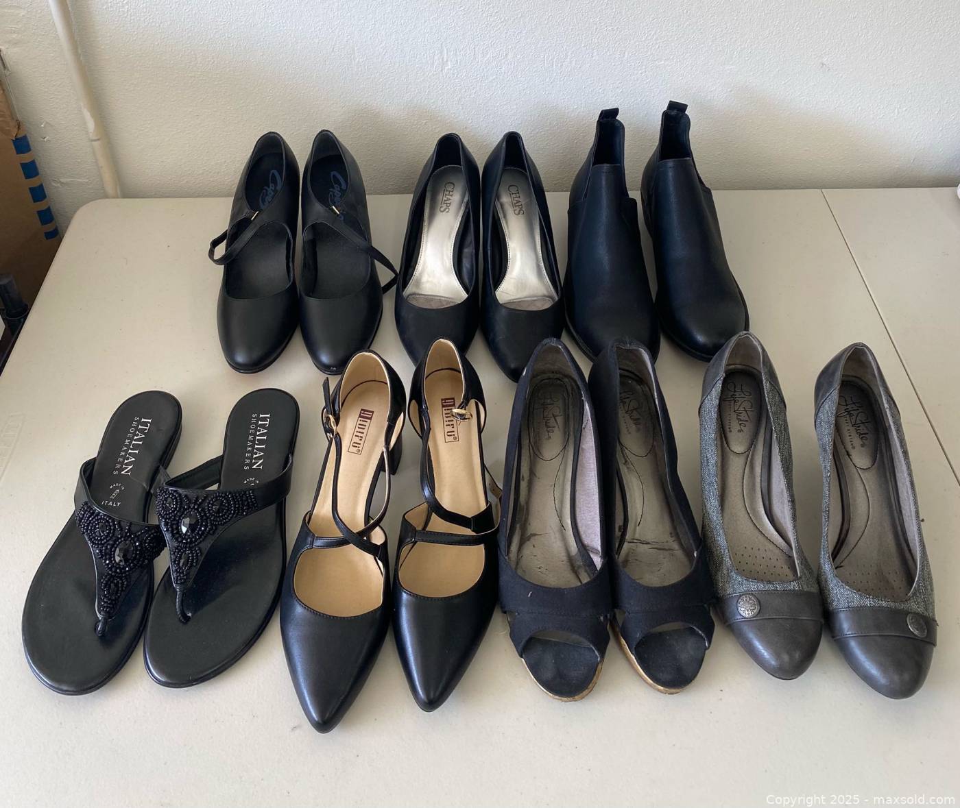 Women’s black heels & sandals 9.5-10 (8 pr) | Maxsold