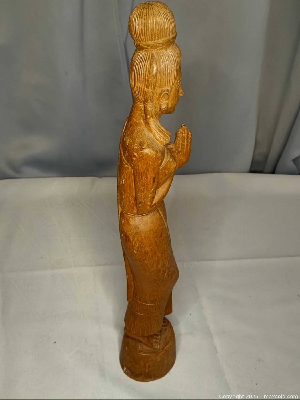 Hand Carved Wooden Praying Figure | Maxsold