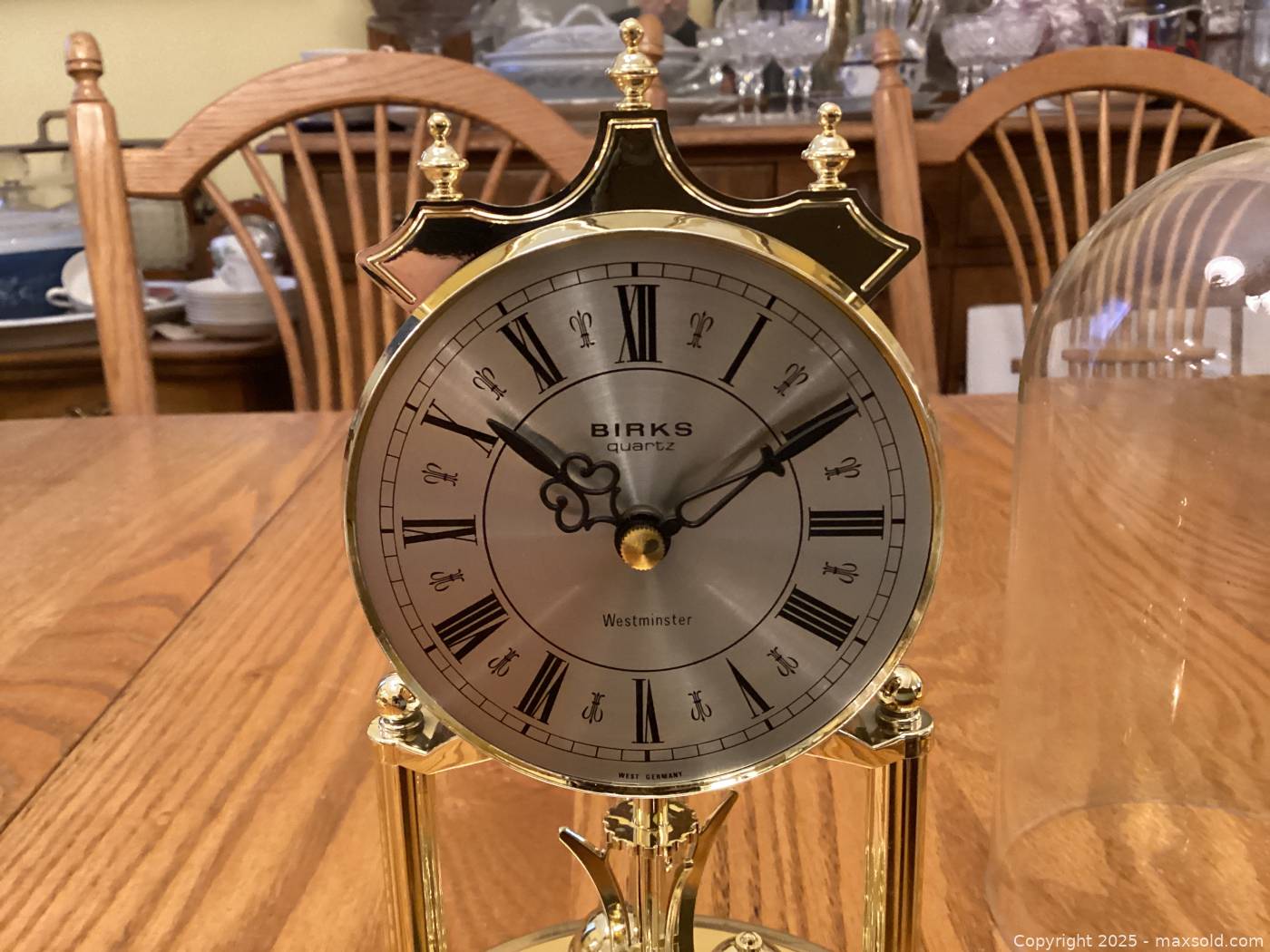Birks quartz glass dome mantel clock | Maxsold