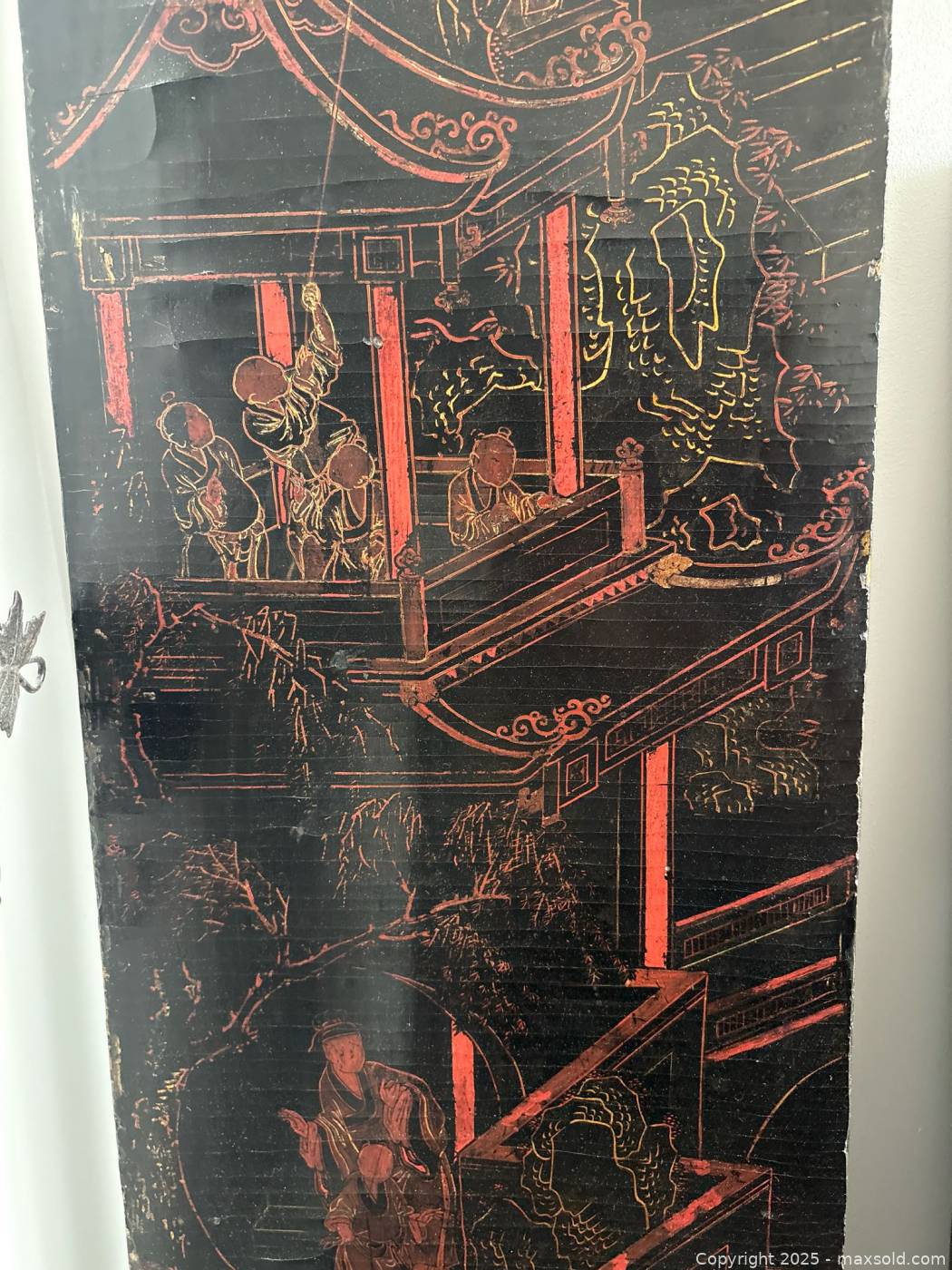 Antique Asian Lacquer Wood Wall Panel | Maxsold