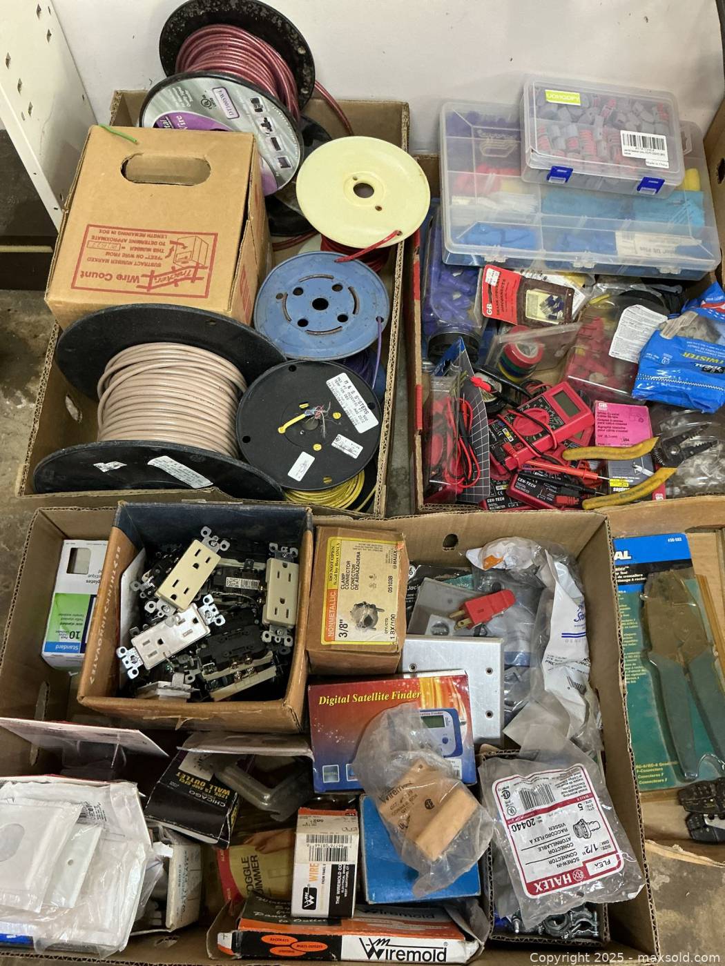 Assorted electrical wire, tools, hardware | Maxsold