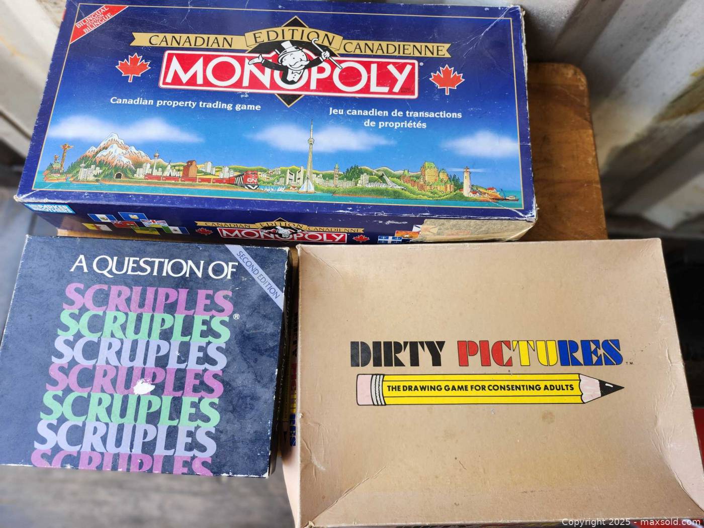 Monopoly Canadian Edition, Scruples, Dirty Pictures board games | Maxsold