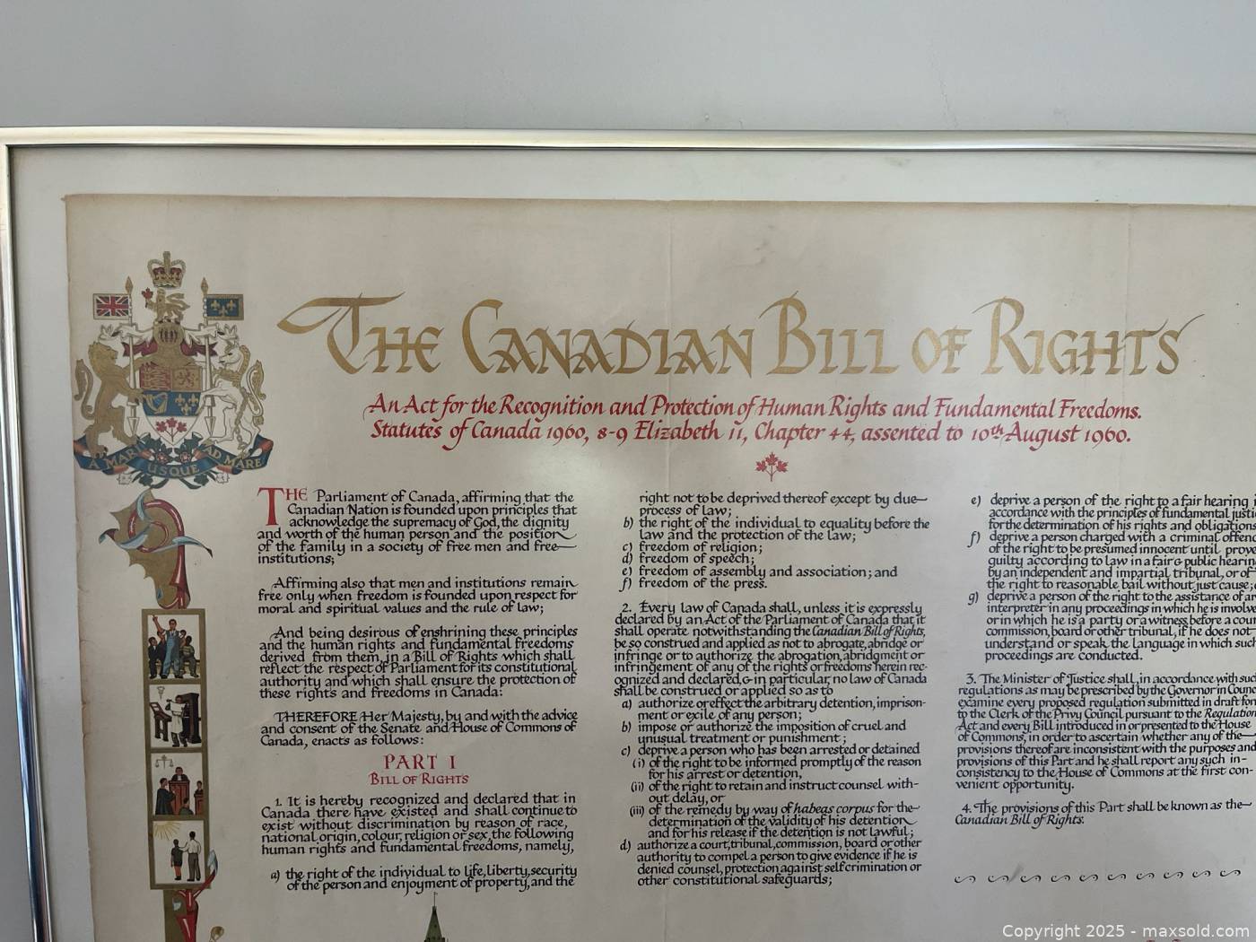 Canadian Bill of Rights 1960 framed print | Maxsold