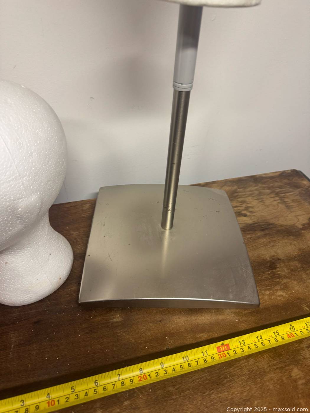 Two Styrofoam Mannequin Heads With Metal Display Stand | Maxsold