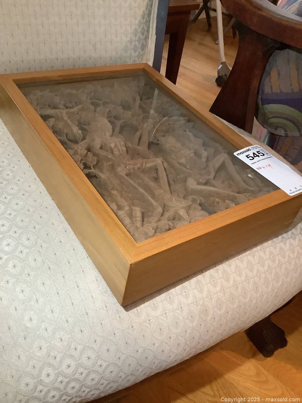 Framed carved wood relief shadow box 10x14 | Maxsold