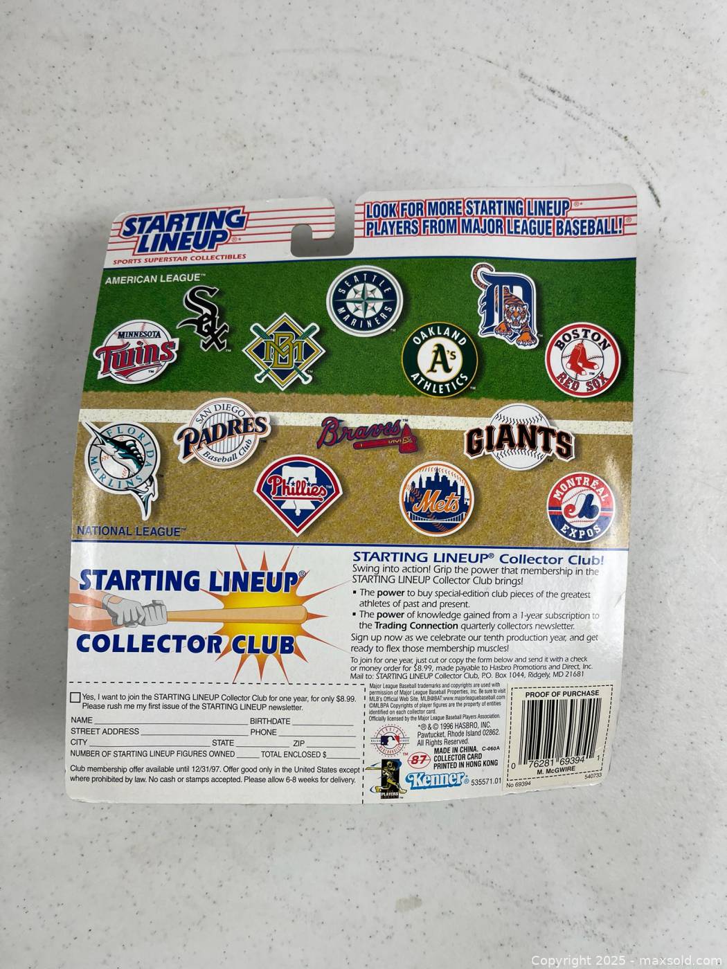 1996 Kenner Starting Lineup Mark McGuire figure sealed | Maxsold