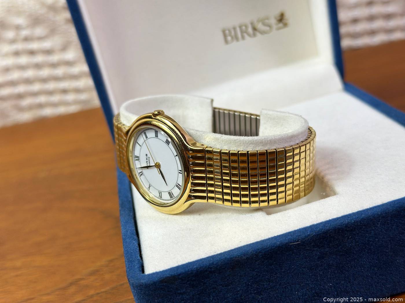 New Birks gold-tone quartz wristwatch in box | Maxsold