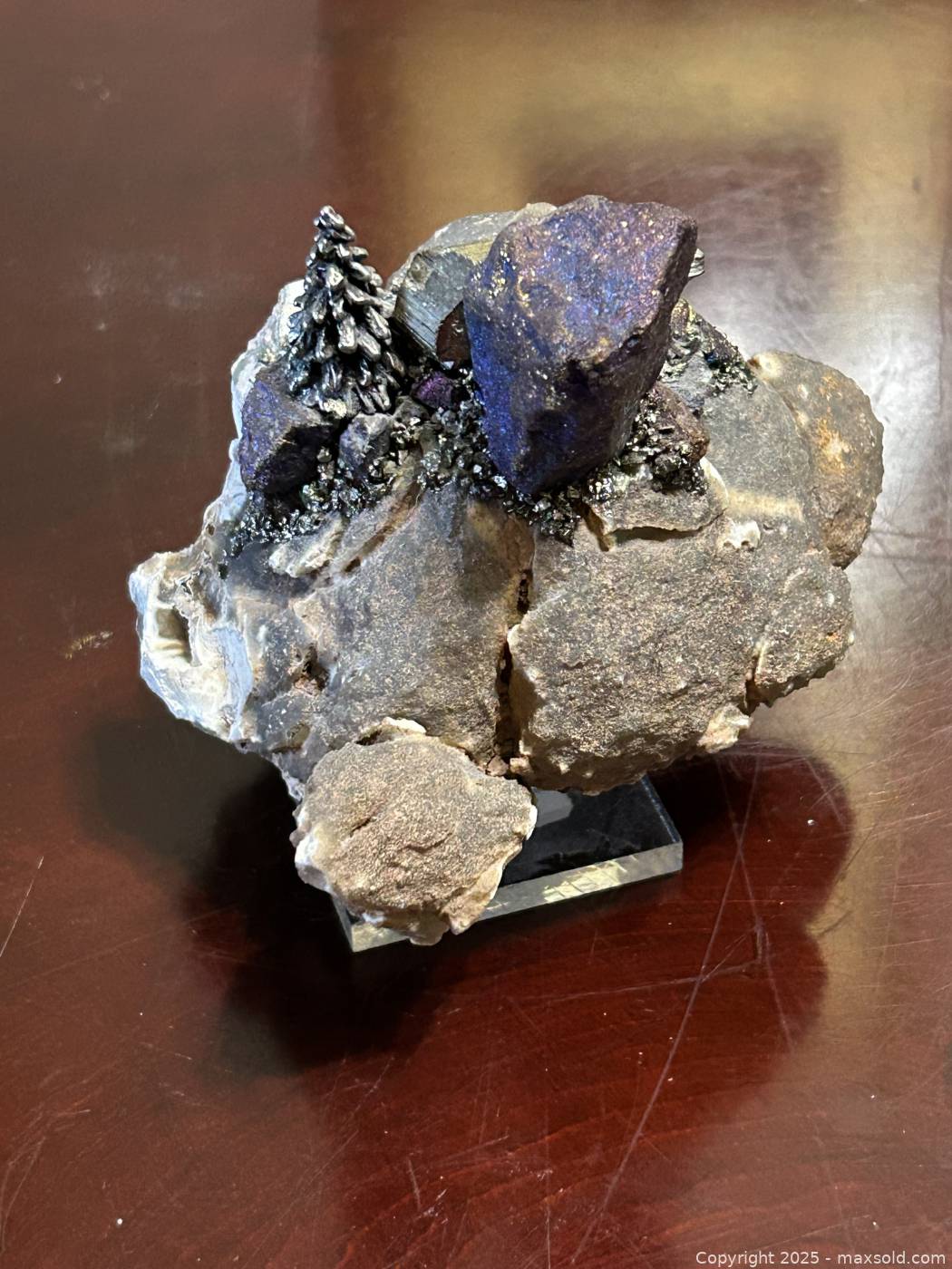 Alaskan geode mining scene sculpture with iron pyrite | Maxsold