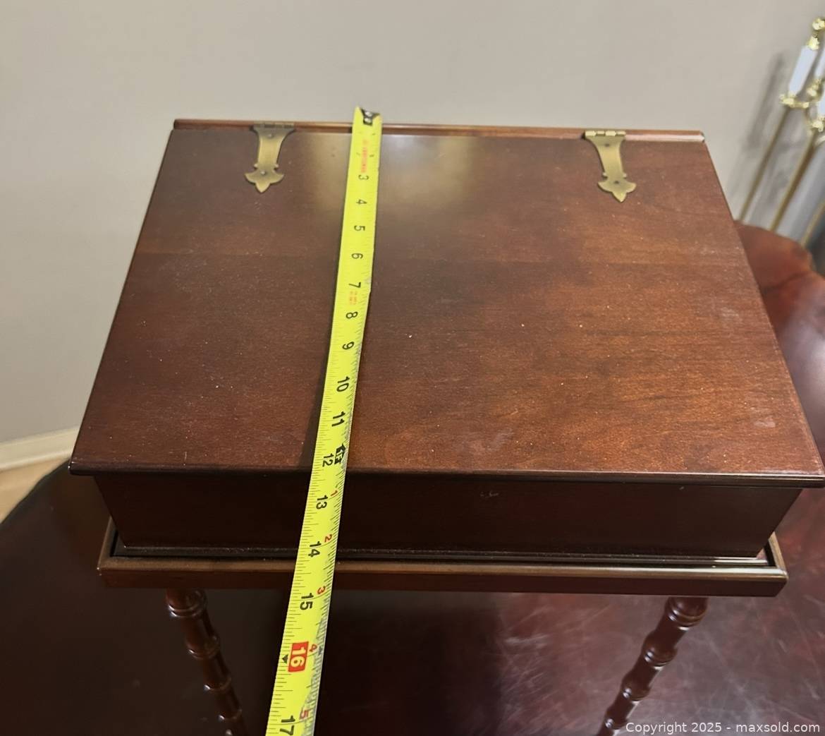 Bombay Company mahogany keepsake box on stand | Maxsold