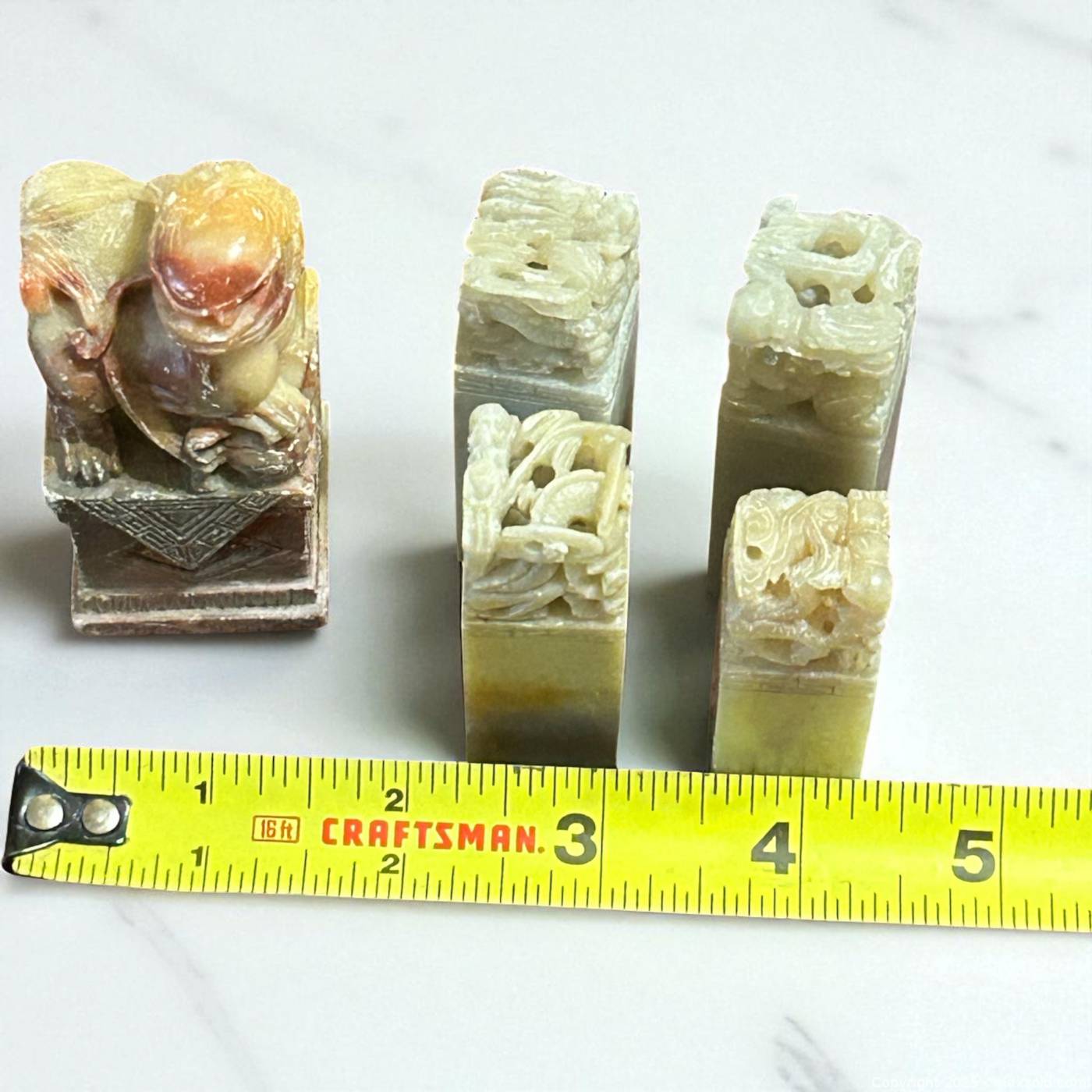 Chinese carved soapstone seals, five | Maxsold