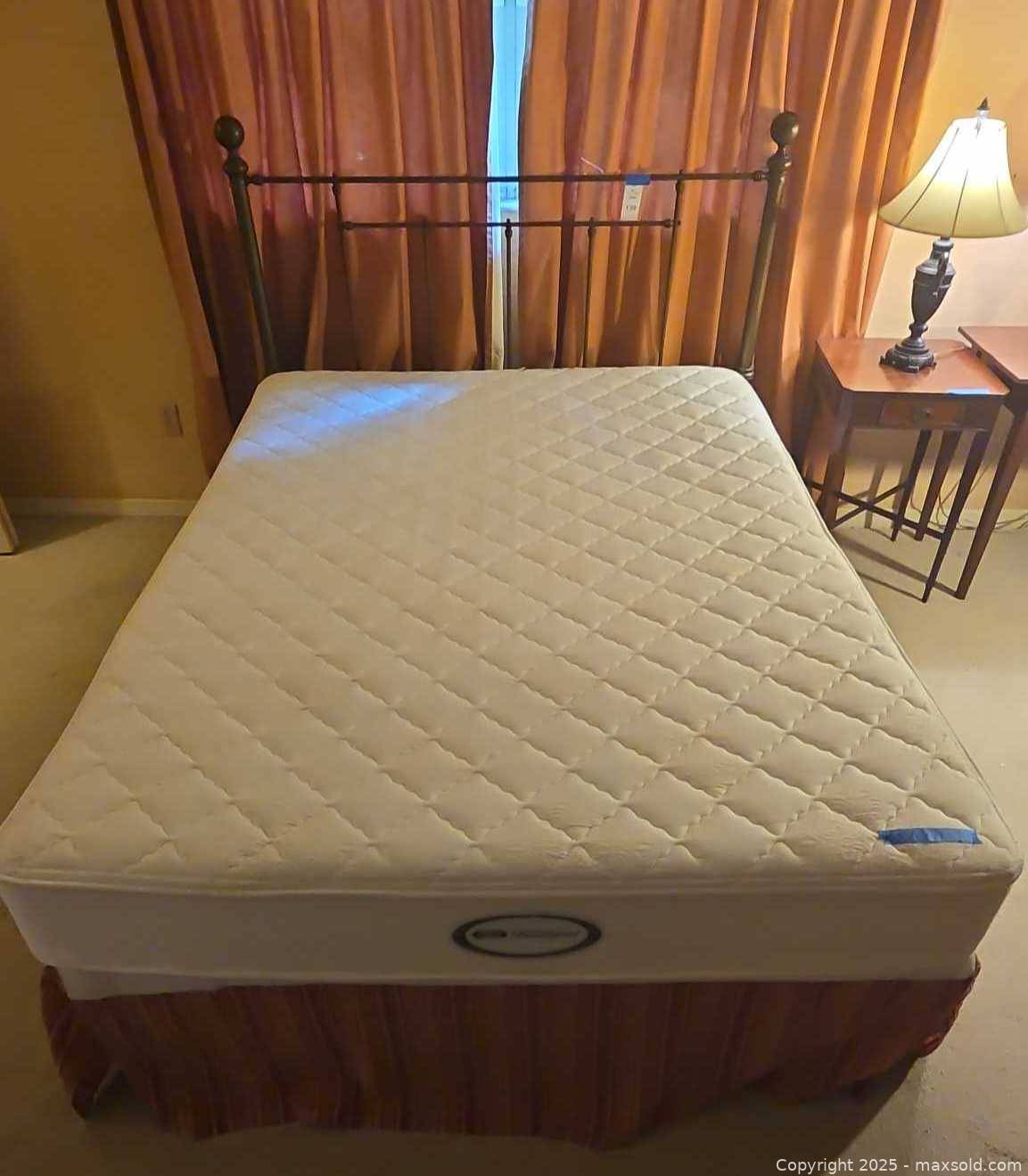 Simmons Beautyrest queen mattress, metal headboard and frame | Maxsold