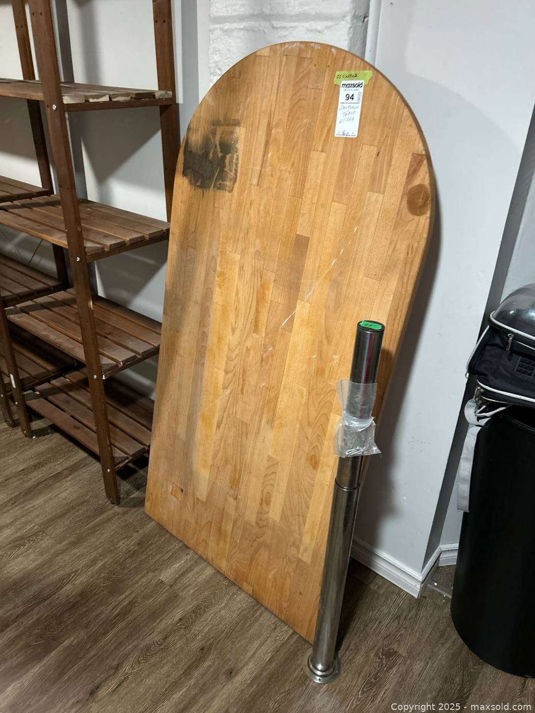 Wood wall-mount table top with metal leg | Maxsold