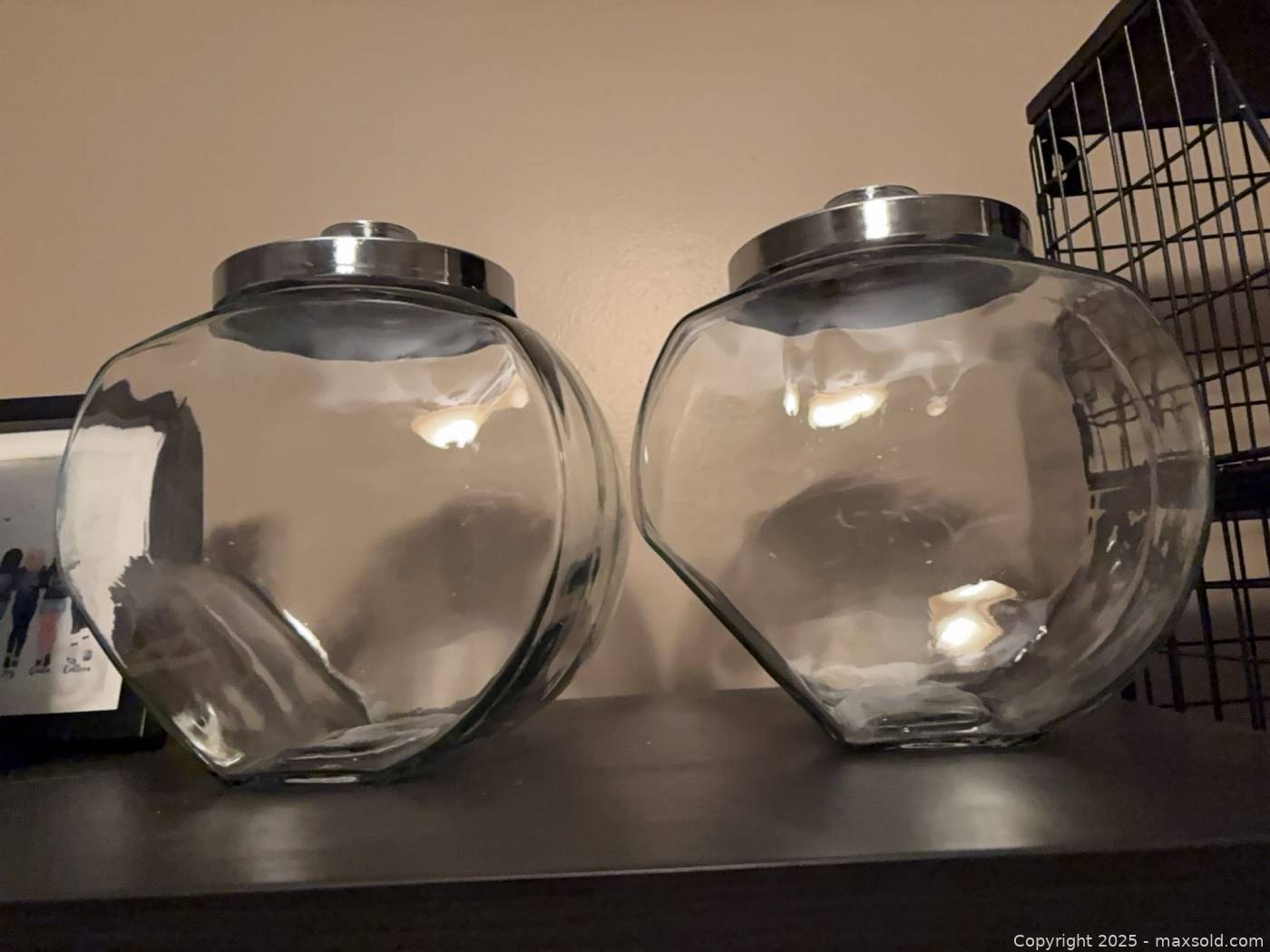 Set of 2 round glass cookie jars | Maxsold