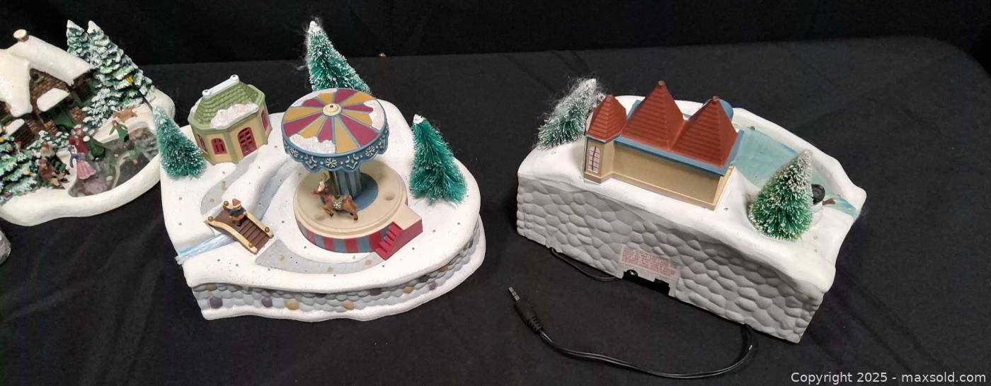 Set of 3 lighted resin winter village displays | Maxsold