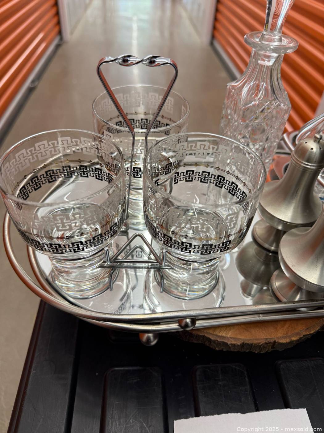 Vintage glass condiment sets and shakers | Maxsold