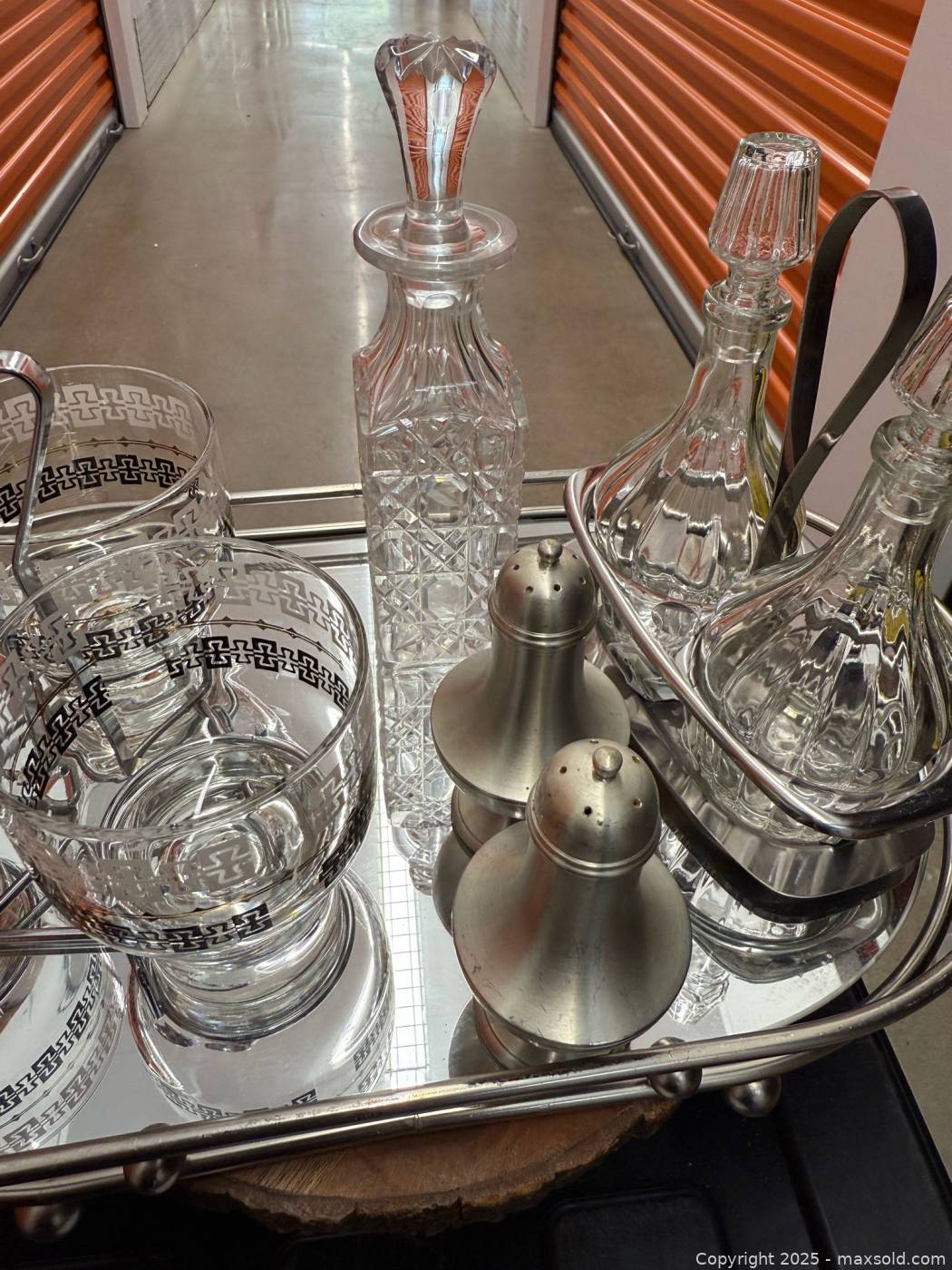 Vintage glass condiment sets and shakers | Maxsold