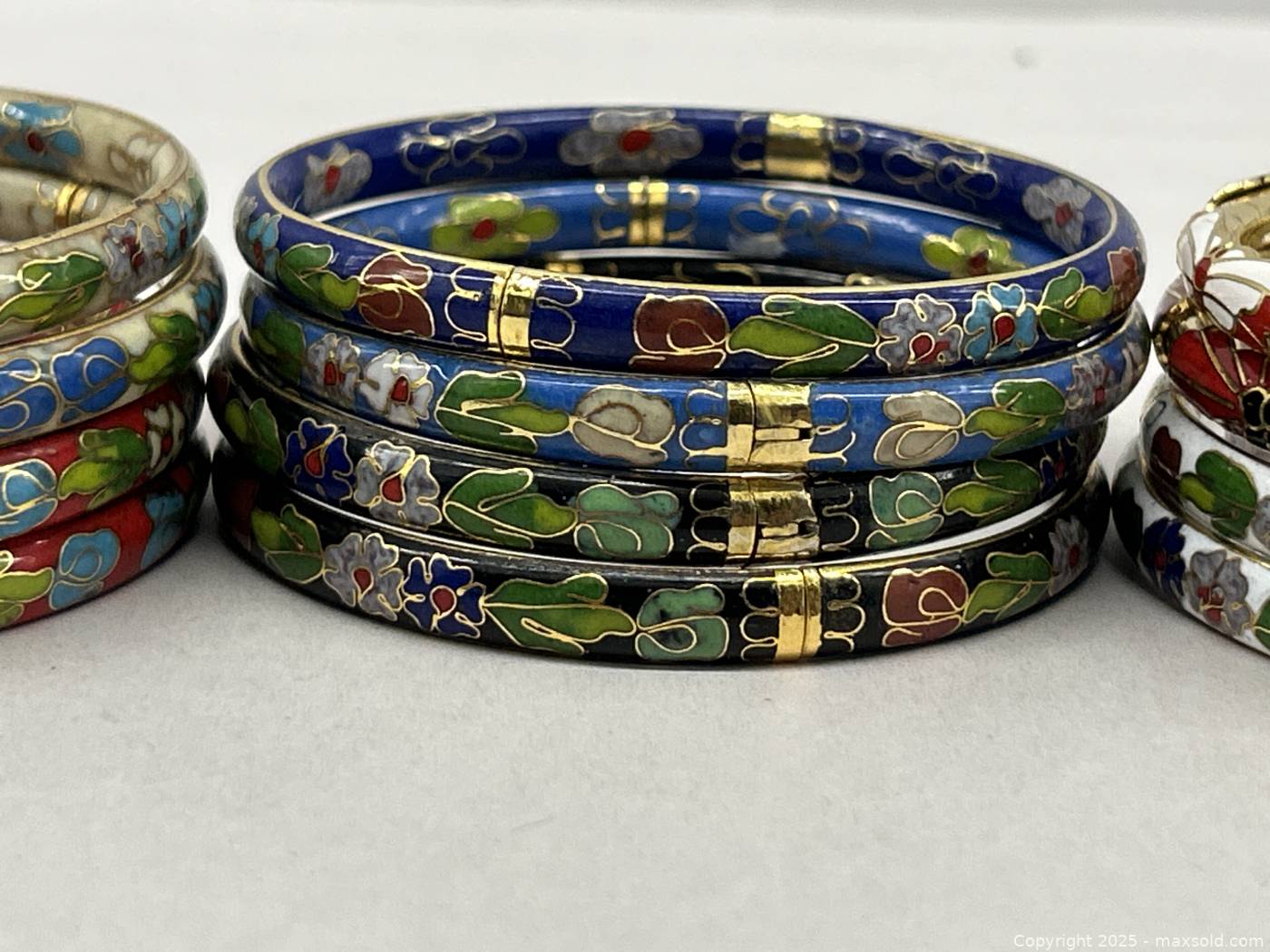 Chinese Cloisonné Floral Enamel Bangles | Maxsold